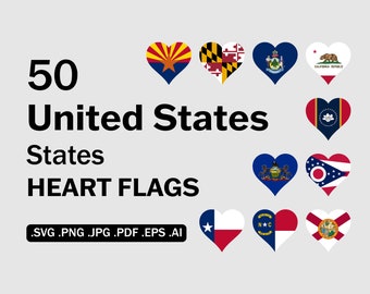 50 States Heart Svg - Etsy