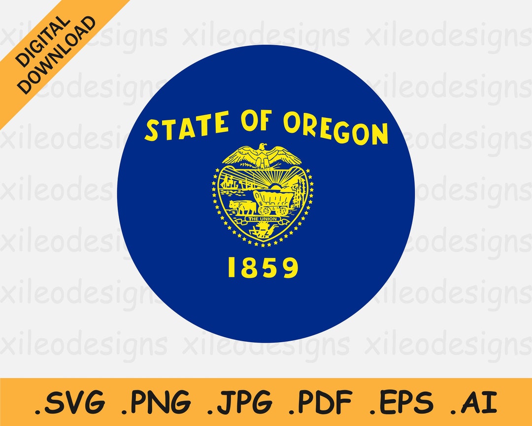 Oregon Round Flag SVG - OR USA Circular Circle State Banner Button Icon ...