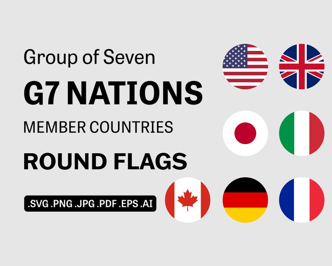 G7 Member Countries Round Flags SVG Bundle Set, G7 Country Circle Flag ...