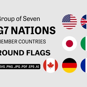 G7 Member Countries Round Flags SVG Bundle Set, G7 Country Circle Flag ...