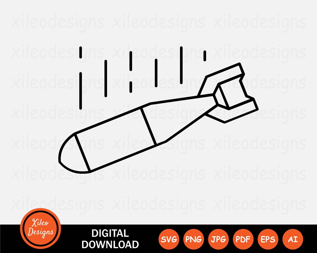 Bomb Falling Line Icon SVG Explosive War Military Drop Sign Symbol ...