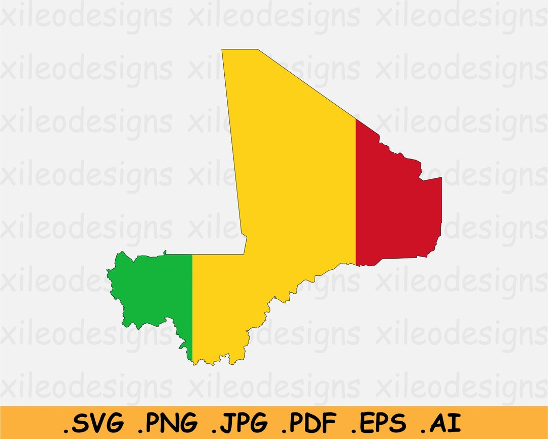 Mali Map Flag SVG, Malian Cricut Cut File, African Country Nation ...