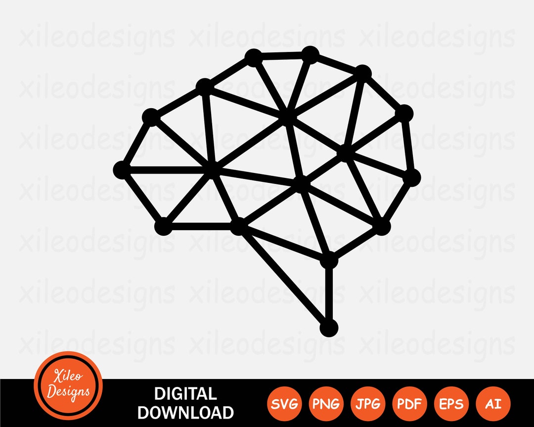 Brain Network Icon SVG Artificial Intelligent AI Web IQ Sign Symbol ...