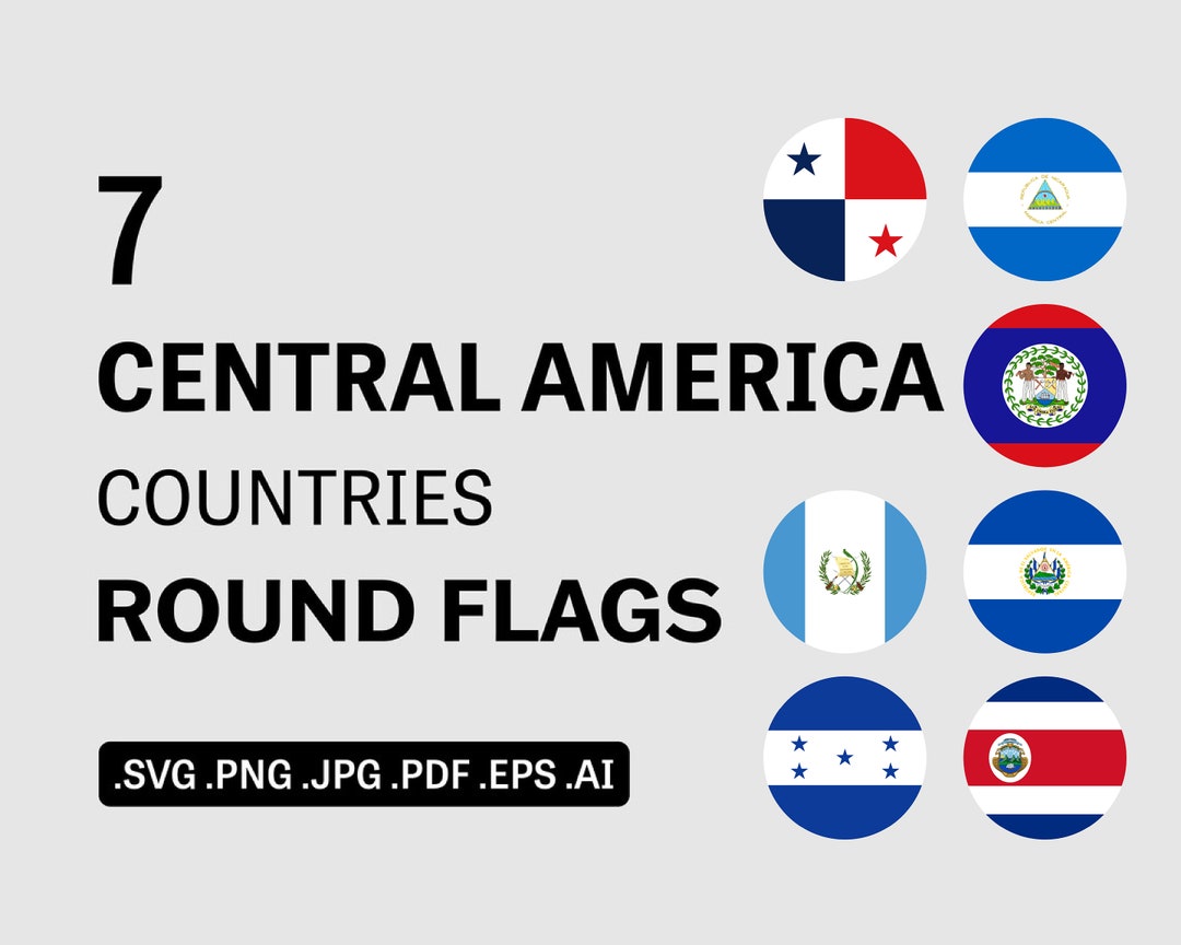 Central America Countries Round Flags SVG Bundle Set, Country Circle ...