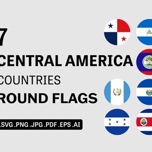 Central America Countries Round Flags SVG Bundle Set, Country Circle ...