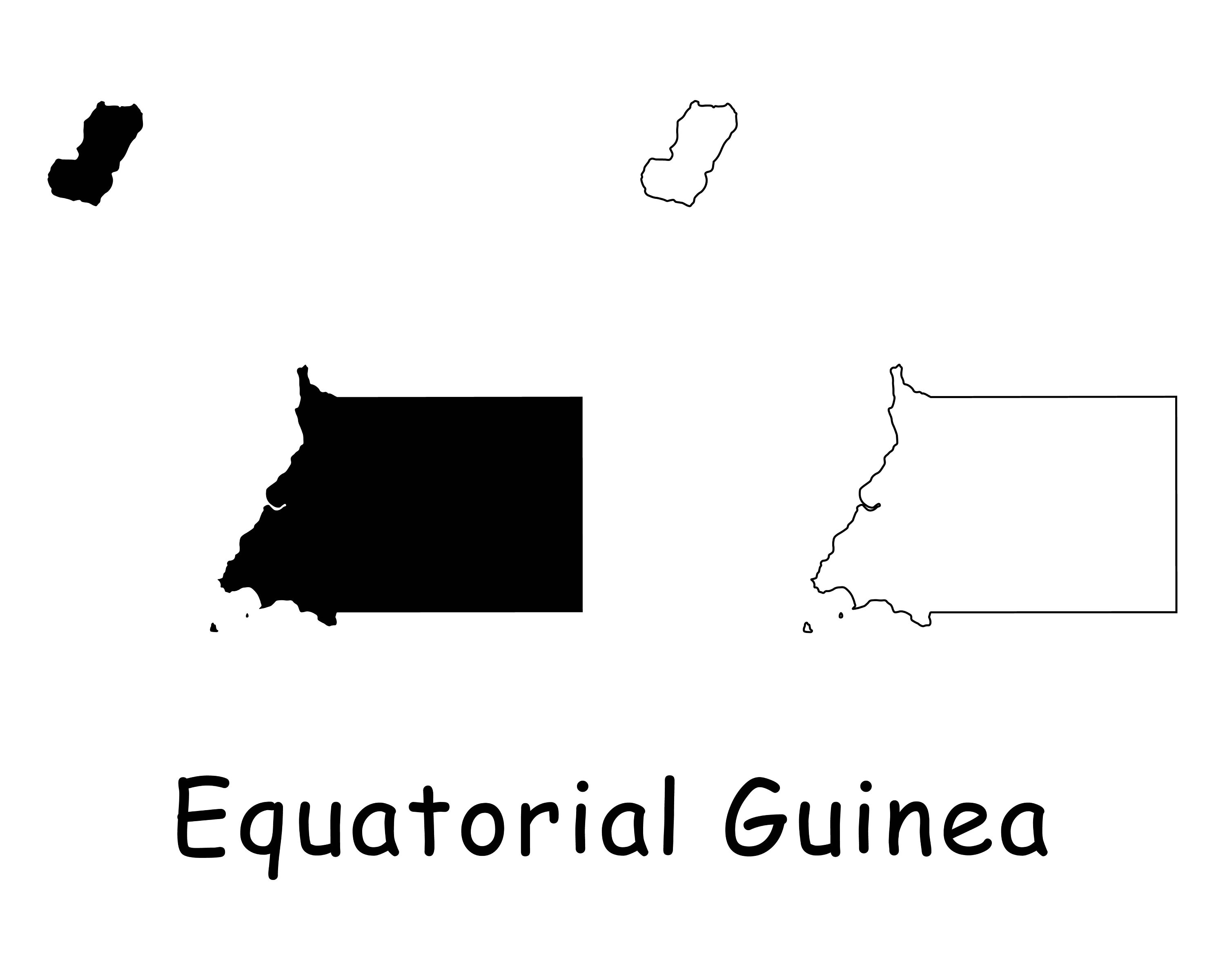 Map of Equatorial Guinea, Equatorial Guinea Map, Black White Detailed ...