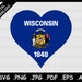 Wisconsin Heart Flag SVG, WI USA Love Shape Flag, State Icon Sign ...