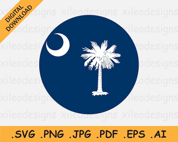 South Carolina Round Flag SVG SC USA Circular Circle State - Etsy