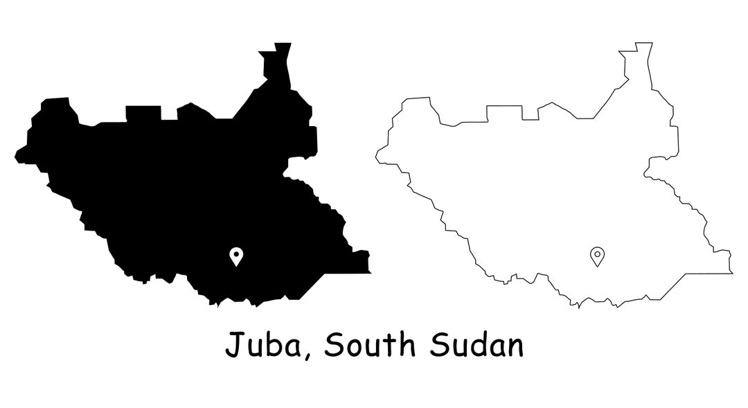 Juba South Sudan Map Capital City Country Location Pin Black White ...