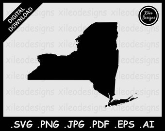 New York State Map Vector File - Etsy