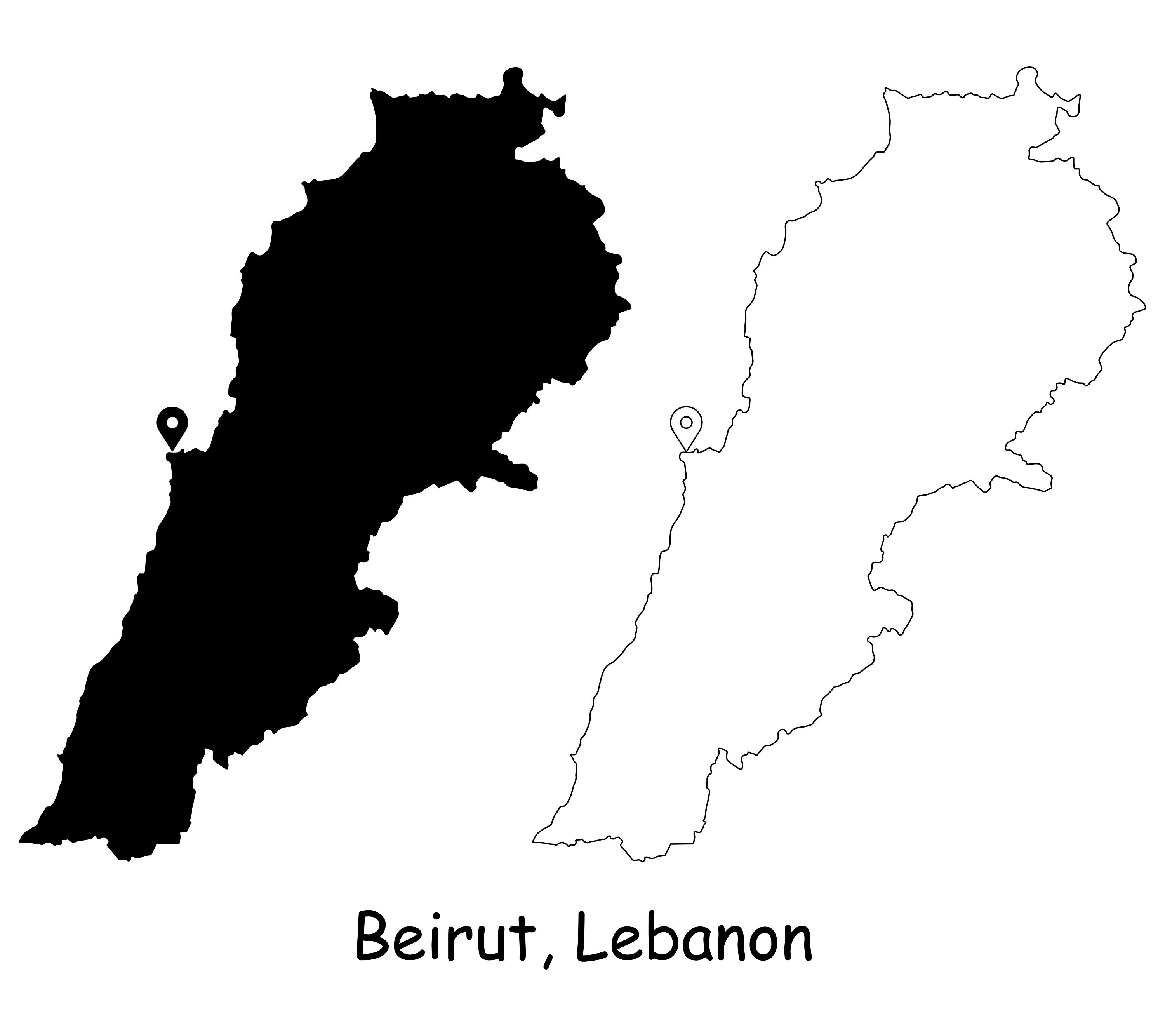 Beirut Lebanon Map Capital City Country Location Pin Black - Etsy Canada