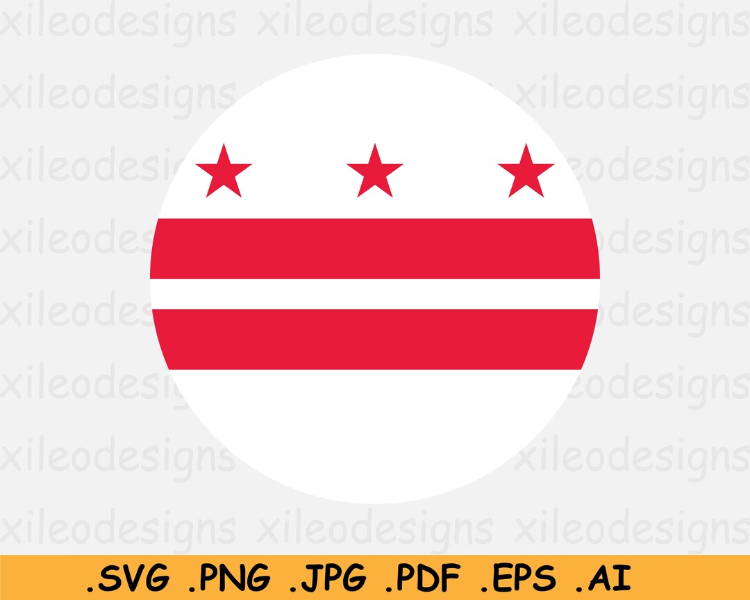 Washington DC Round Flag SVG - D.C USA Circular Circle State Banner ...