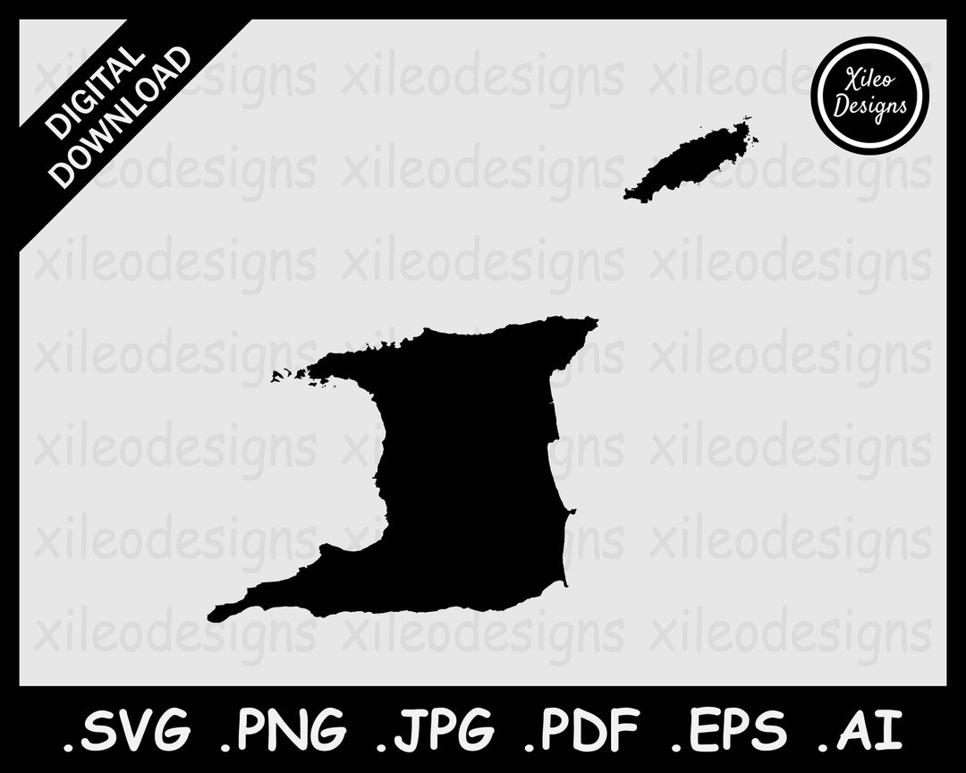 Trinidad and Tobago Map SVG, Trinbagonian National Country Boundary ...