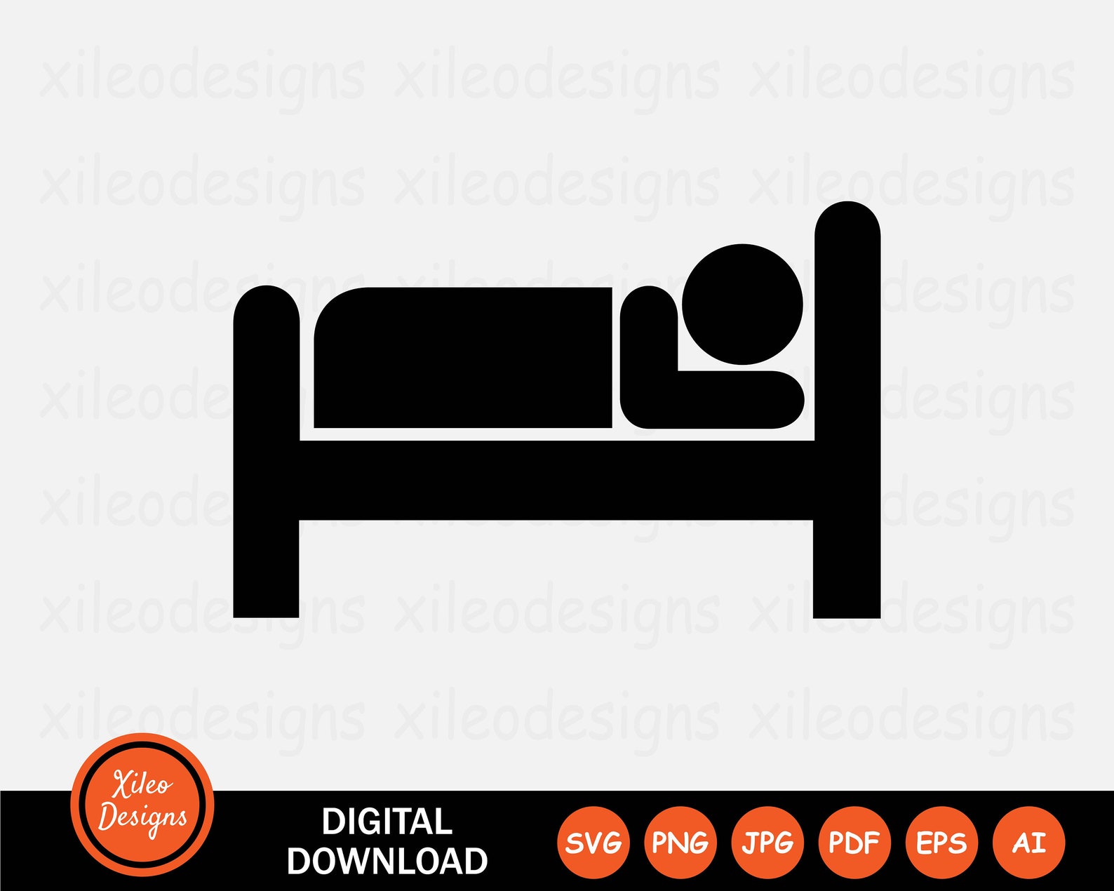 Sleeping Icon SVG Sleep Nap Napping Rest Hotel Motel Bed Bedroom Symbol ...
