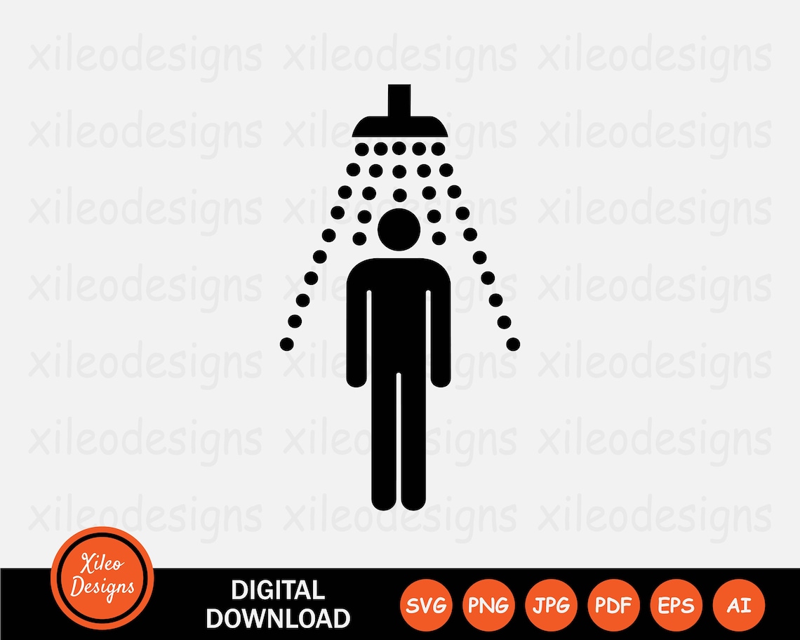 Shower SVG Man Showering Taking Bath Bathroom Stall Stick - Etsy