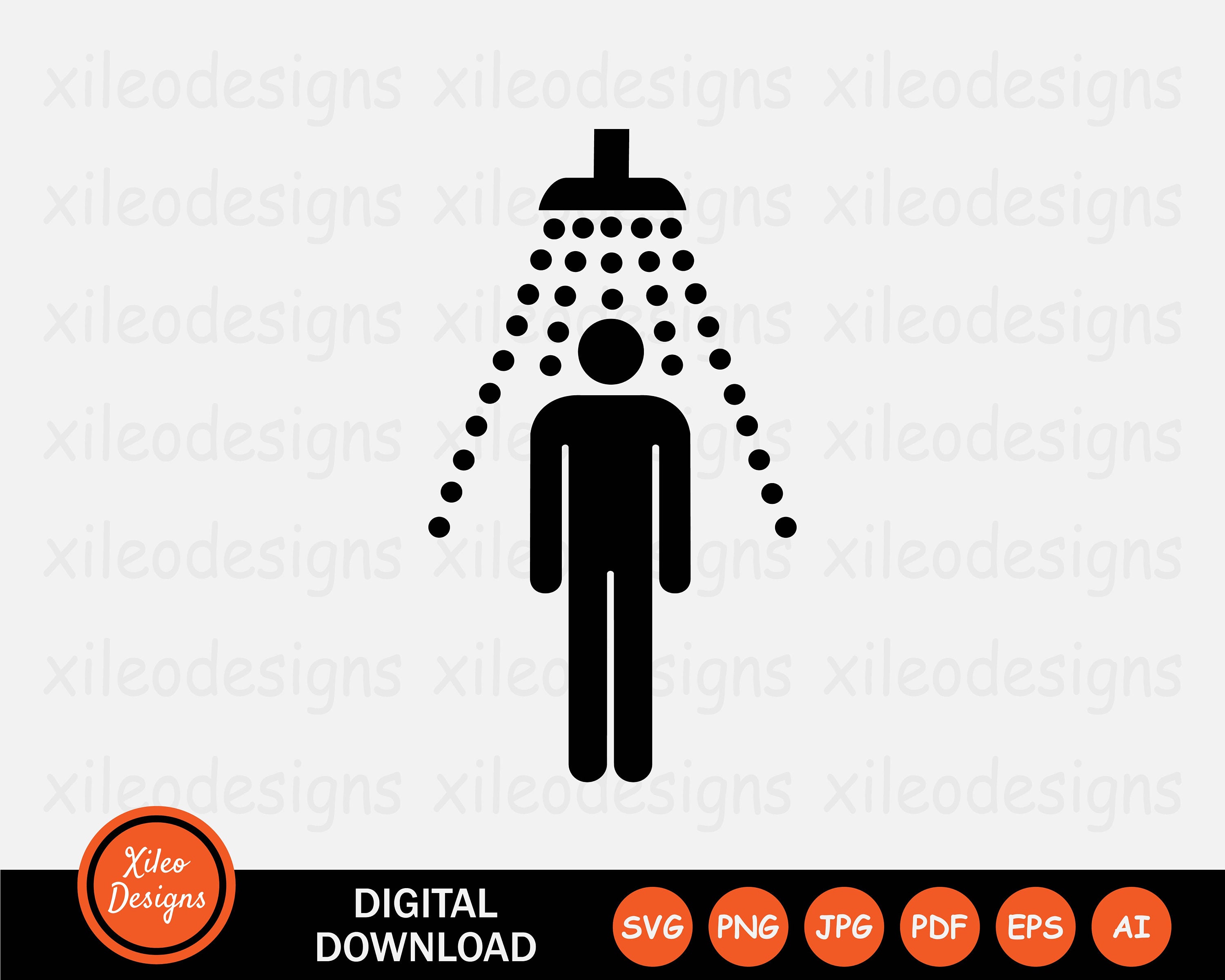 Shower SVG - Man Showering Taking Bath Bathroom Stall Stick Figure Sign ...