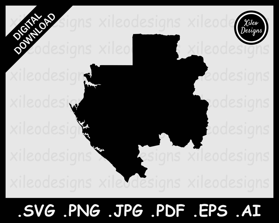 Gabon Map SVG Gabonese Republic Country National Border - Etsy