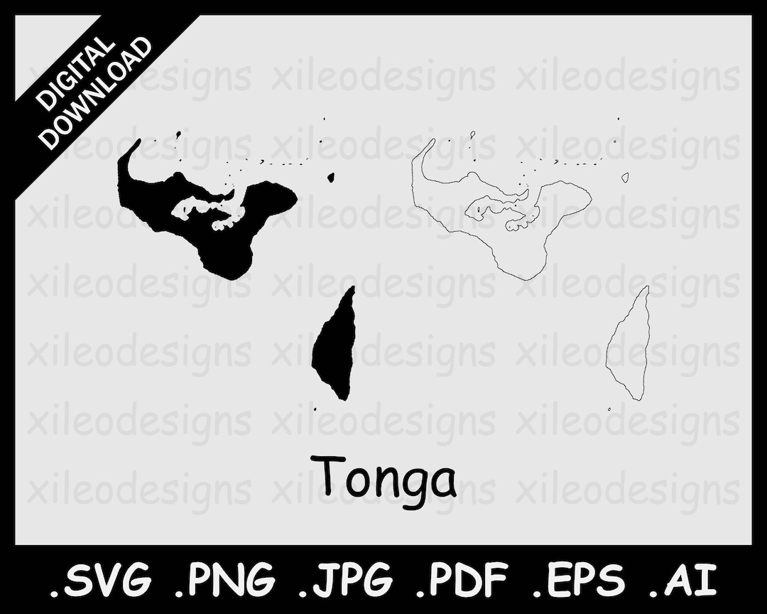 Tonga Map SVG, Tongatapu and ʻeua Island Solid Outline Country ...