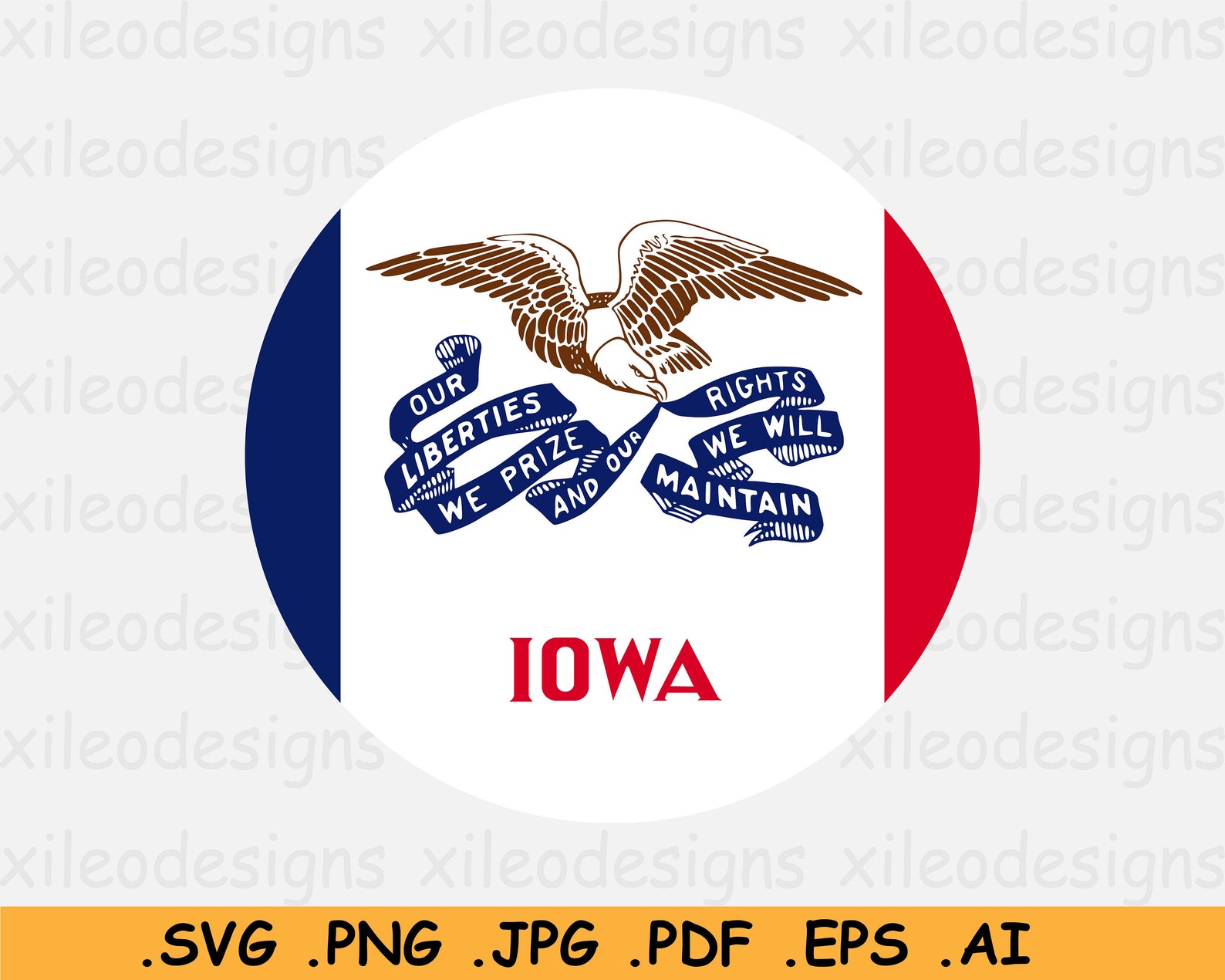 Iowa Round Flag SVG IA USA Circular Circle State Banner | Etsy
