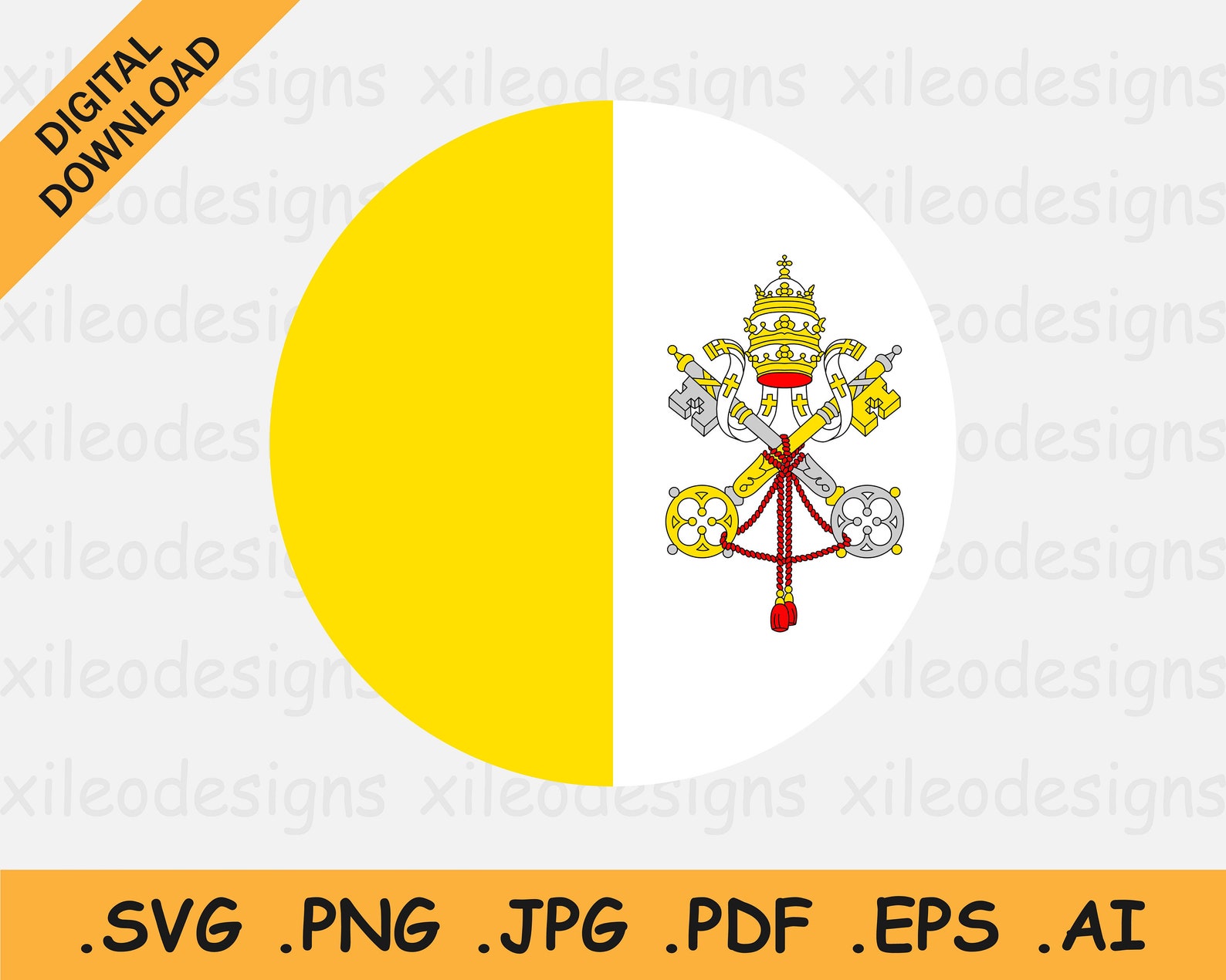 Vatican City Round Flag SVG Holy See Circular Banner, Country National ...