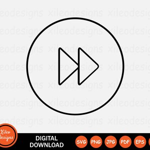 Fast Forward Round Line Icon SVG Skip Ahead Next Media Png Jpg Eps Ai Pdf Digital Download ...