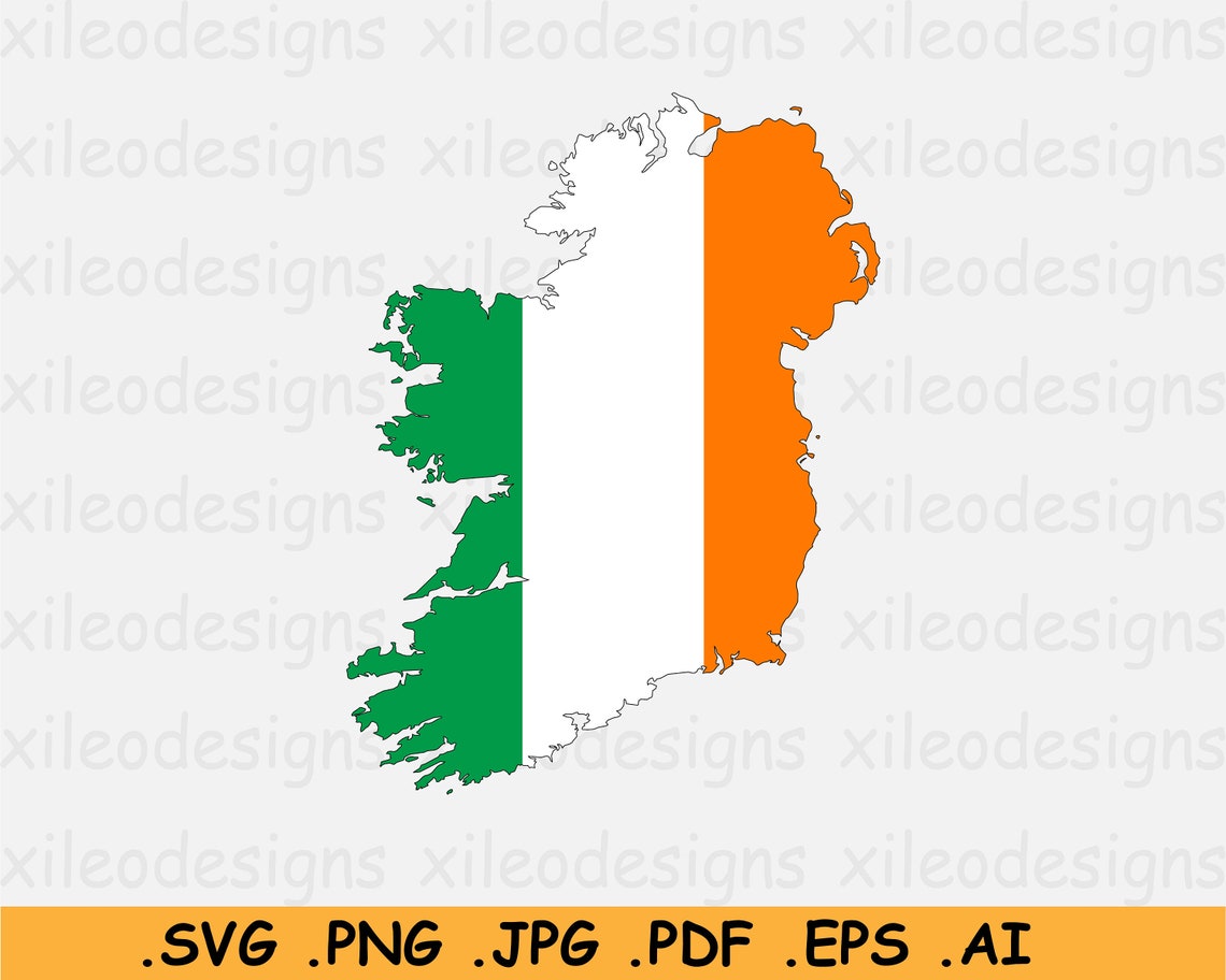 Ireland Flag Map SVG Irish SVG Cricut Cut File Country - Etsy