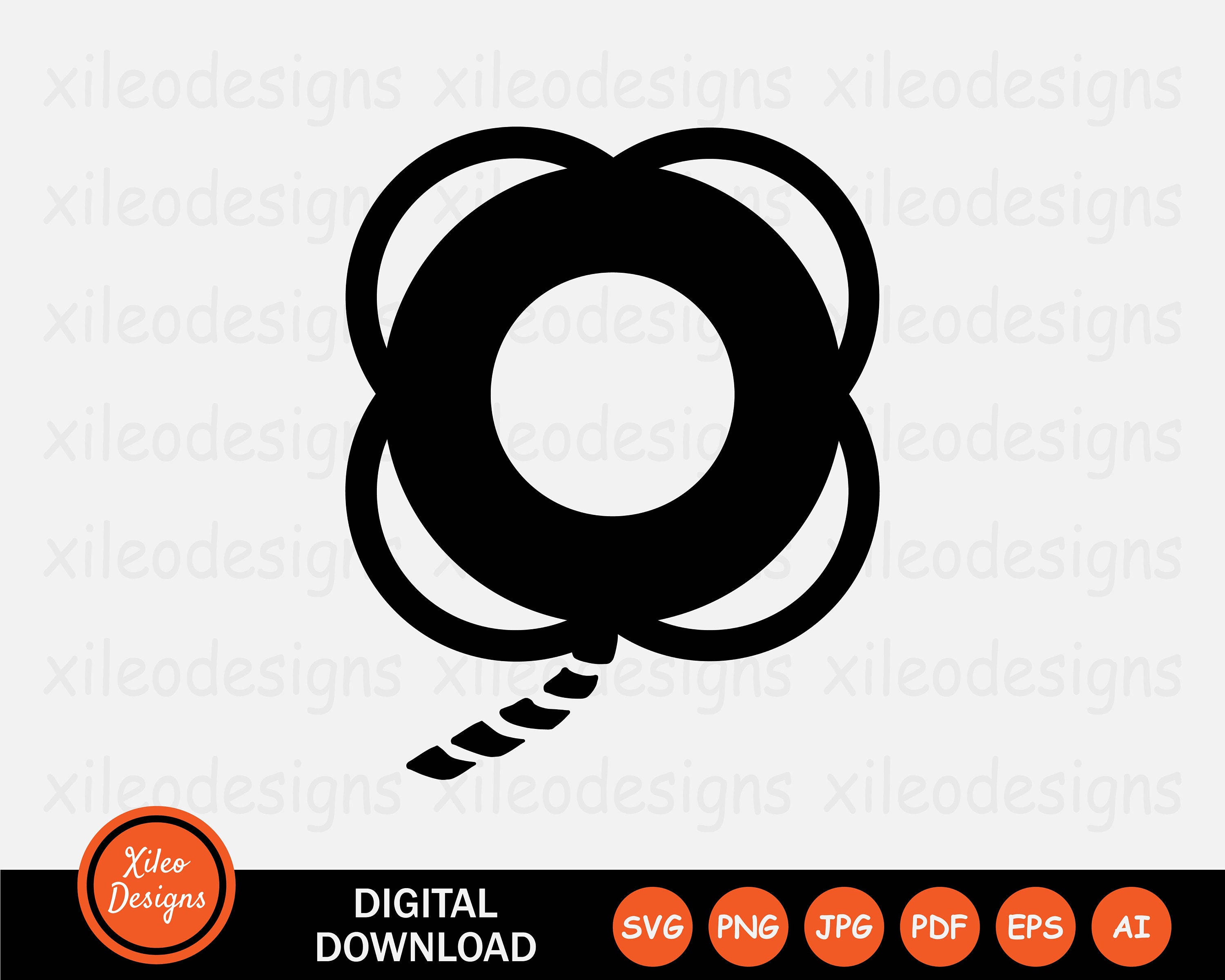 Lifebuoy Ring SVG Life Buoy Lifesaver Float With Line Rope String Sign ...