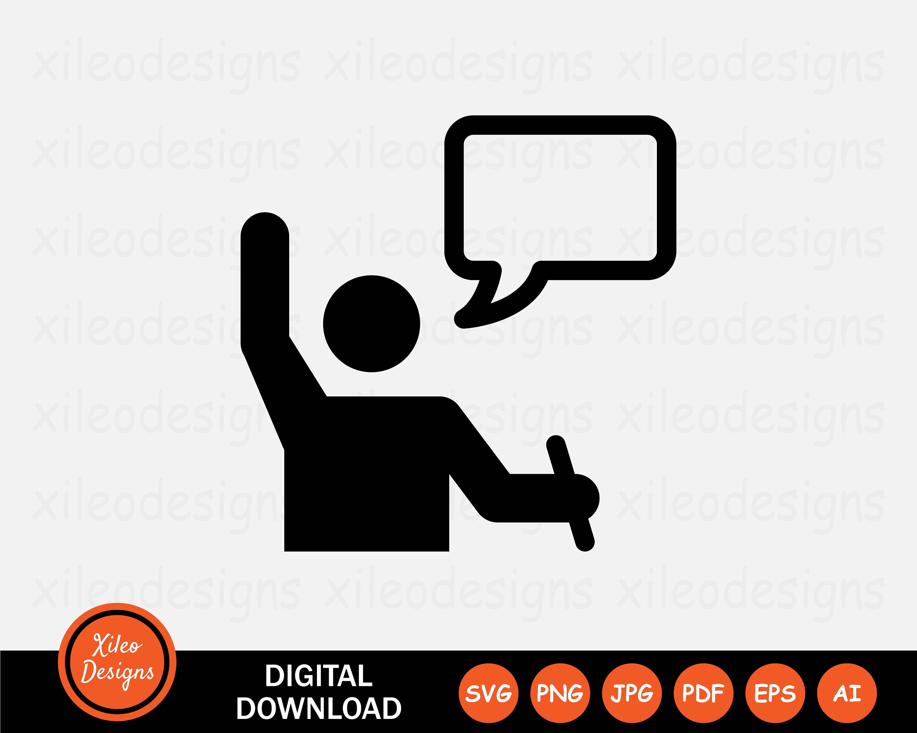 Student Asking Question Icon SVG Raise Hand Give Opinion Chat Bubble ...