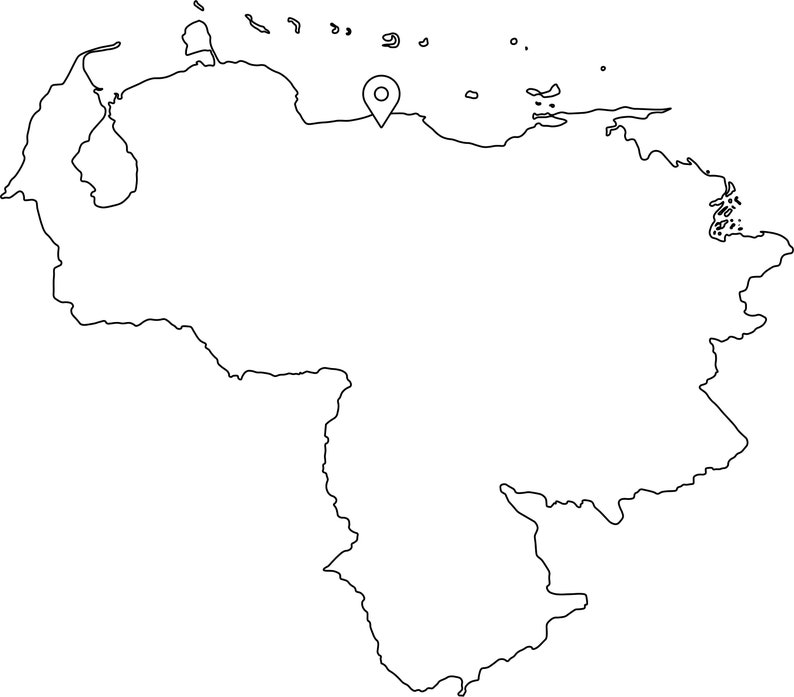 Caracas Venezuela Map Capital City Country Location Pin Black White ...