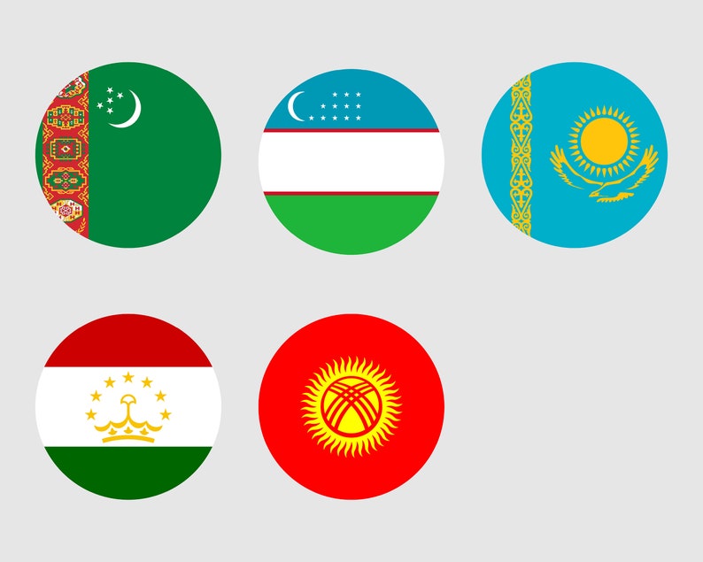 Central Asia Countries Round Flags SVG Bundle Set Country - Etsy