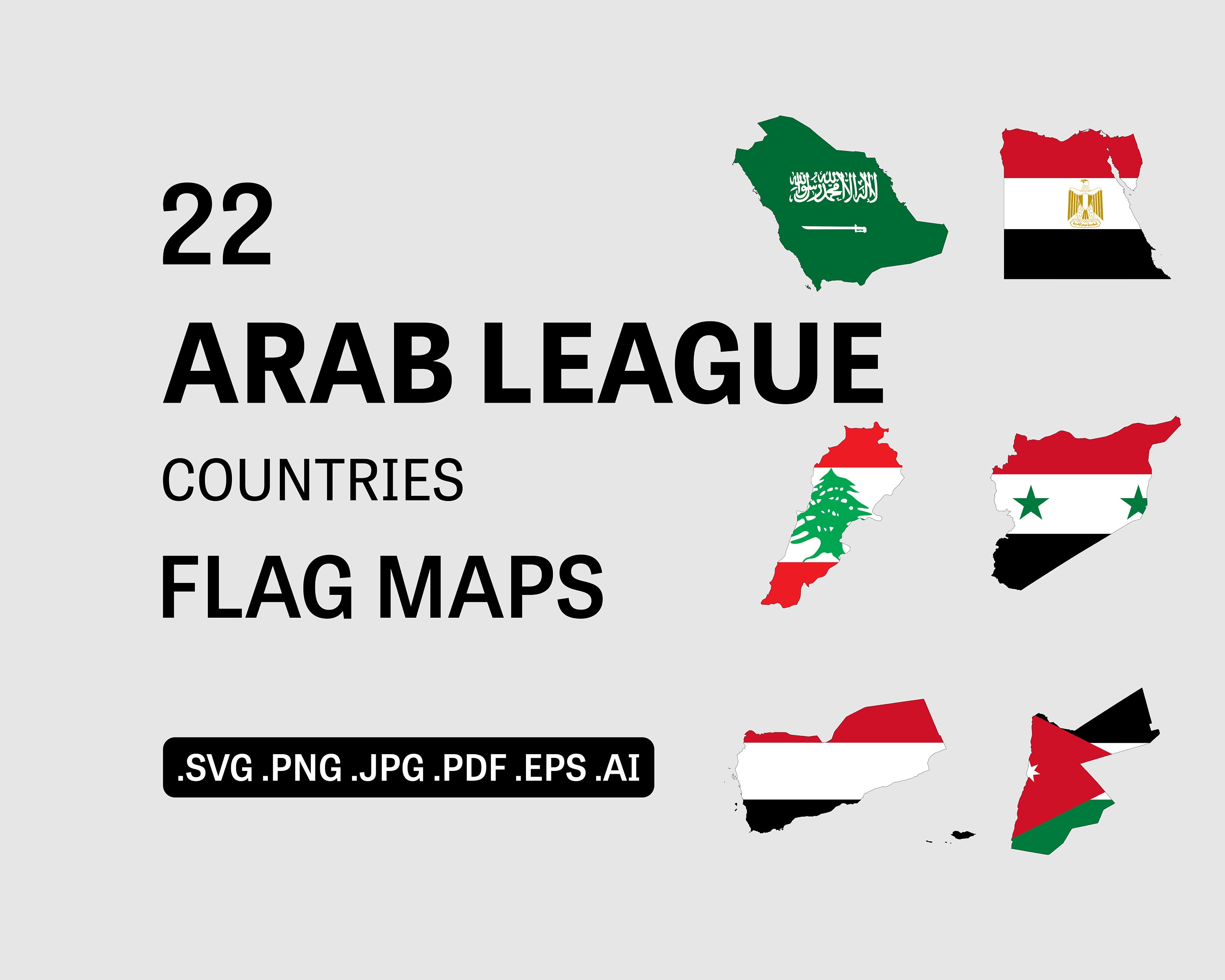 Arab League Member Countries Flag Maps Country Nation | Etsy