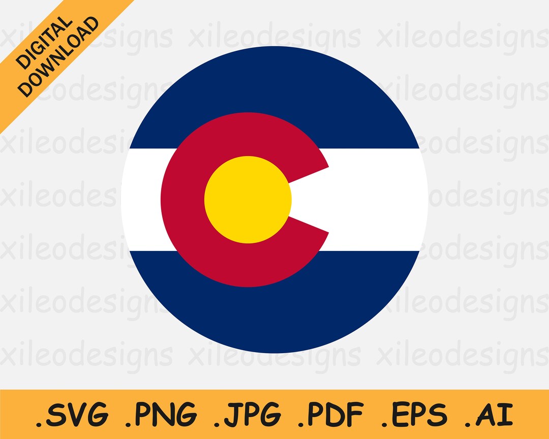 Colorado Round Flag SVG, CO USA Circular Circle State Banner Button ...