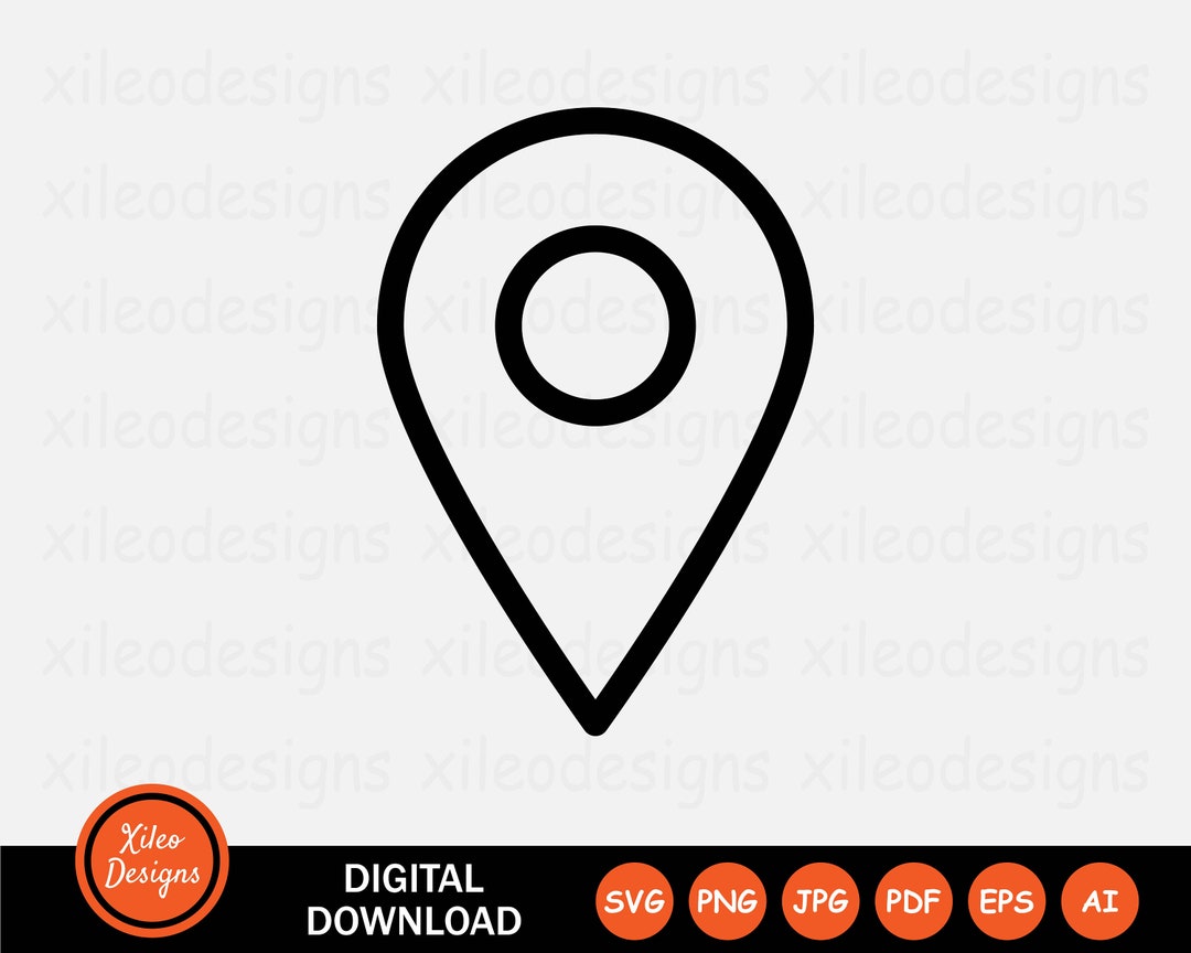 Location Pin Line Icon SVG Position Direction GPS Map Png Jpg Eps Ai ...