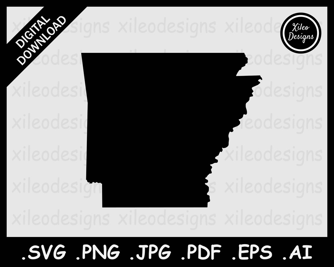 Arkansas Map SVG, AR USA State Boundary Border, Arkansan United States ...
