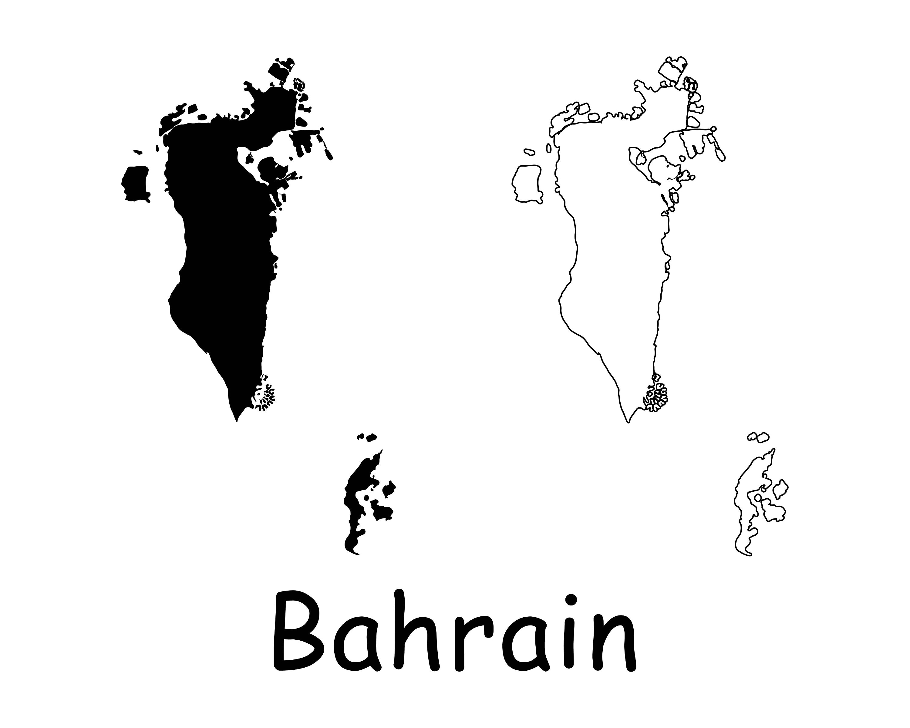 Map of Bahrain Bahrain Country Map Detailed Solid Outline | Etsy