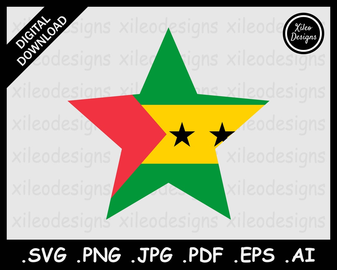 São Tomé and Príncipe Star Flag SVG Star Shape Flag Country - Etsy