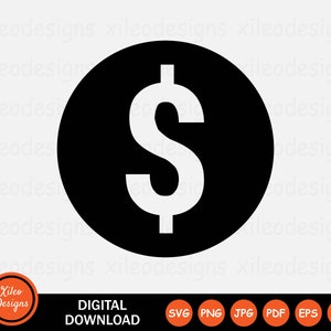 Dollar Sign Round Icon SVG Money Currency Coin Crypto Digital Download ...