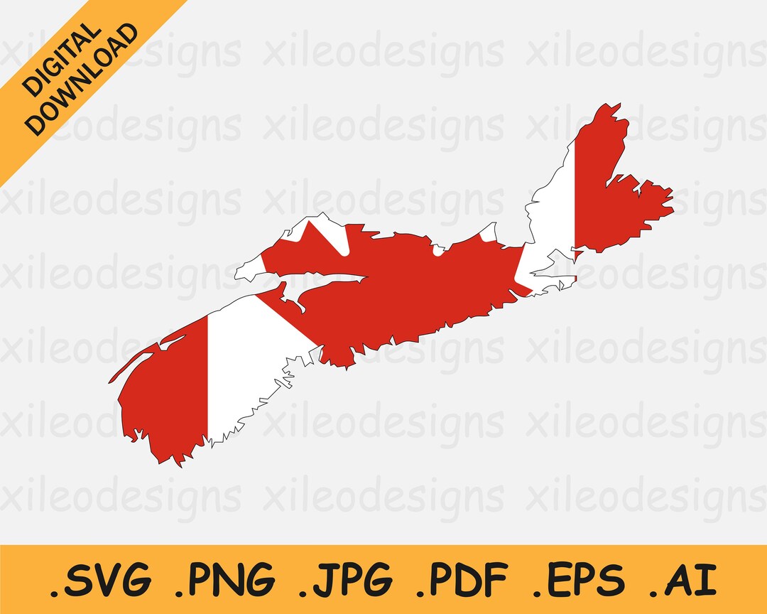 Nova Scotia Map Canada Flag SVG - Canadian Province Banner Shape Border ...