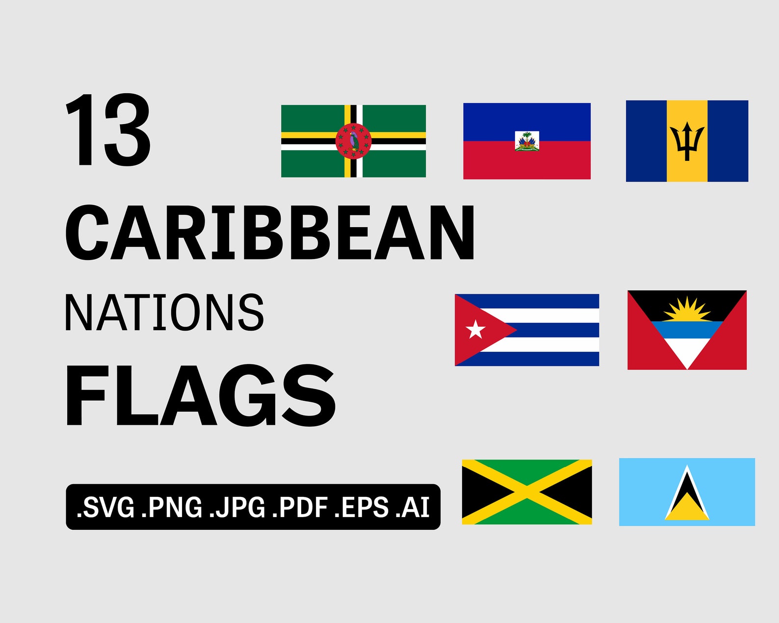 Caribbean Countries Flag SVG Bundle Set Country Nation - Etsy Canada