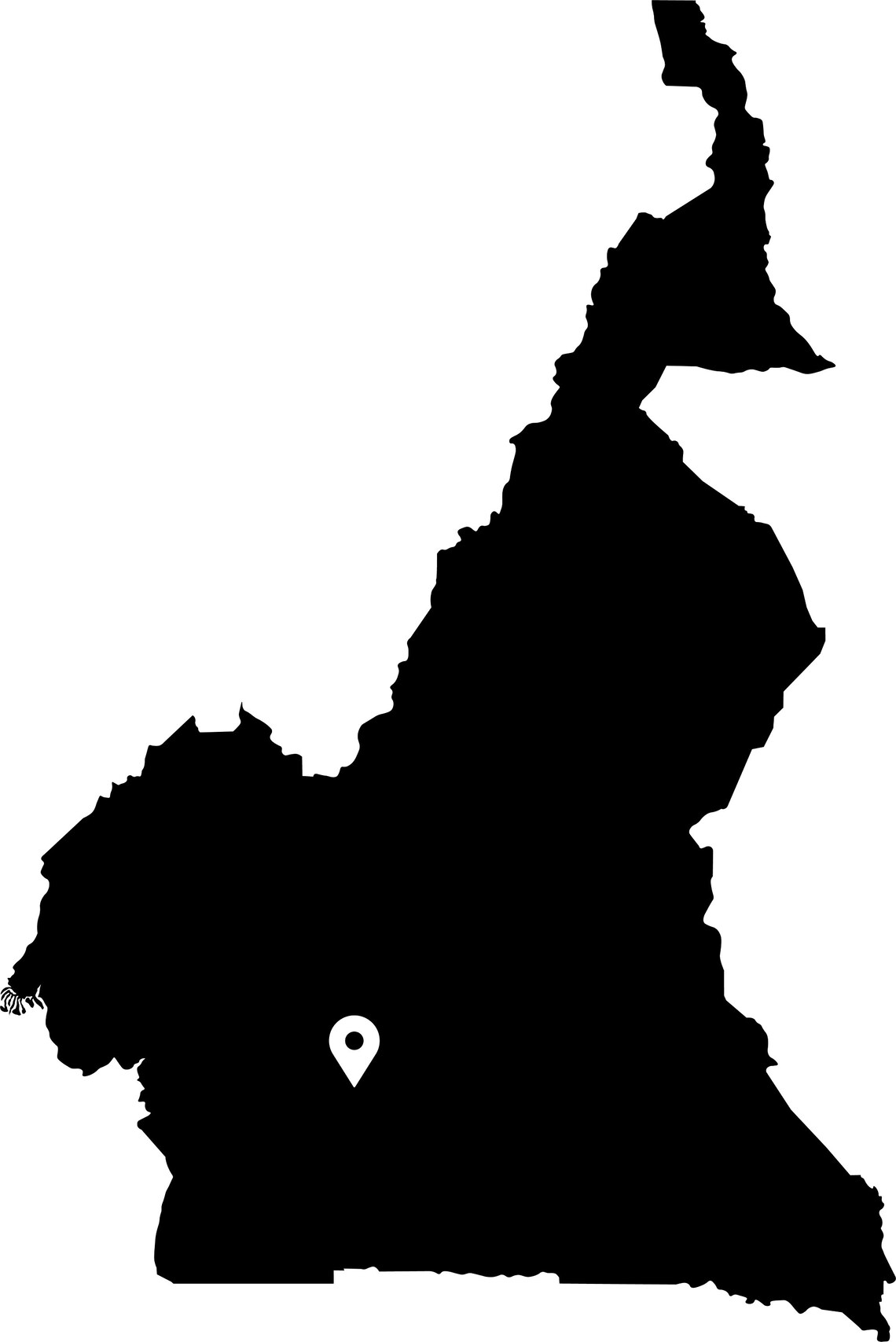 Yaounde Cameroon Map Capital City Country Location Pin Black White ...