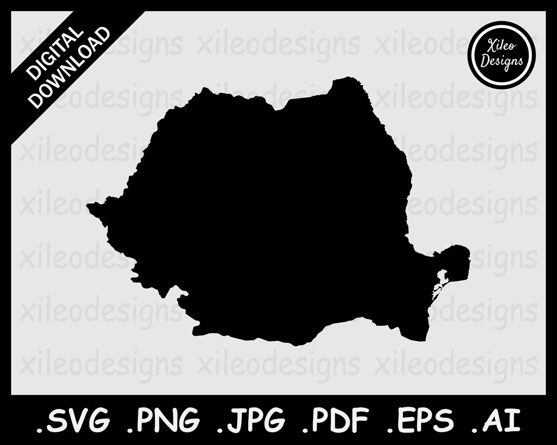 Romania Map SVG Romanian National Country Boundary Border - Etsy