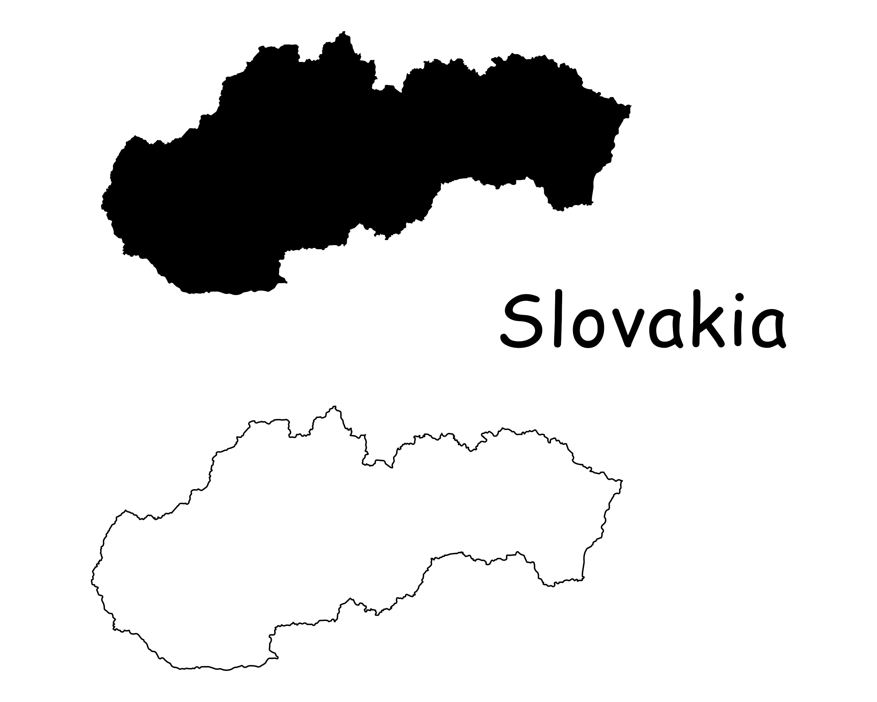 Map of Slovakia Slovakian Map Black and White Detailed Solid | Etsy