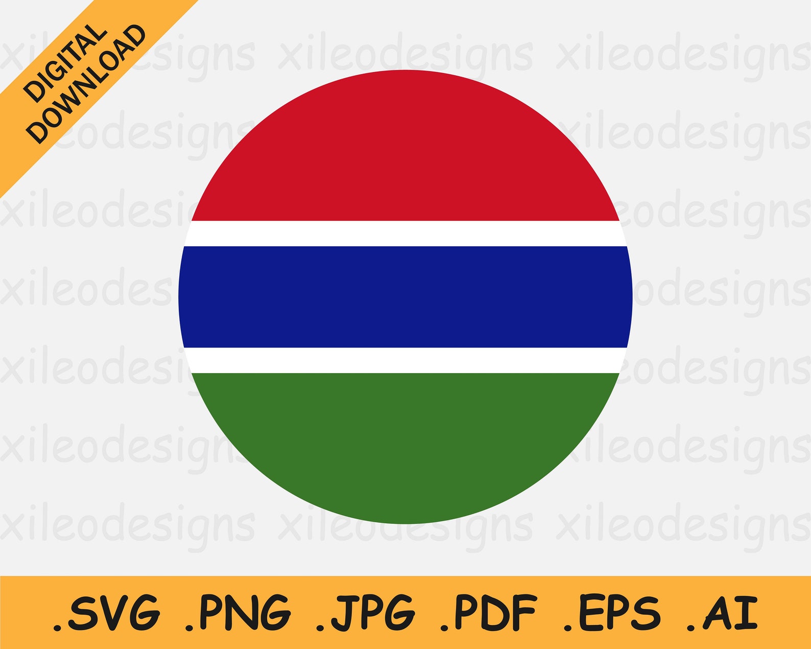 The Gambia Round Flag SVG, Gambian Circle Banner, National Circular ...