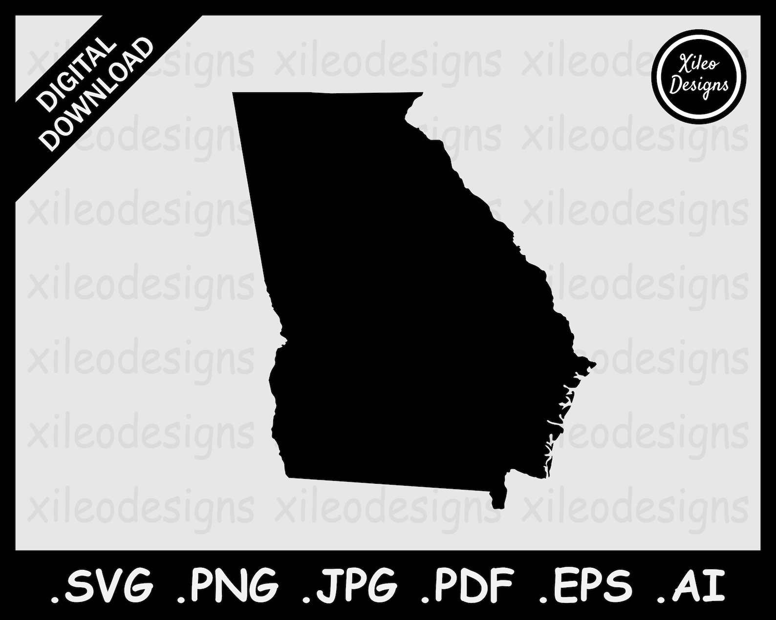 Georgia Map SVG GA USA State Boundary Border Georgian United - Etsy