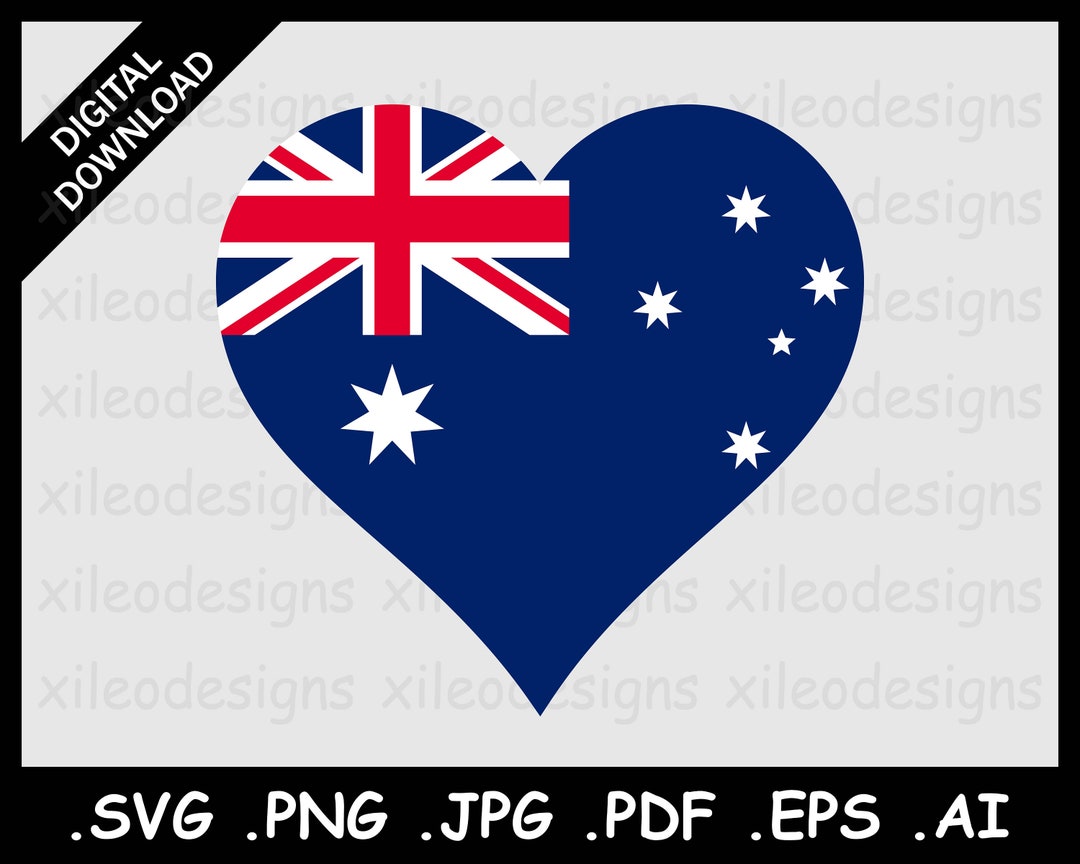 Australia Heart Flag SVG, Australian Love Shape Banner Aussie National ...