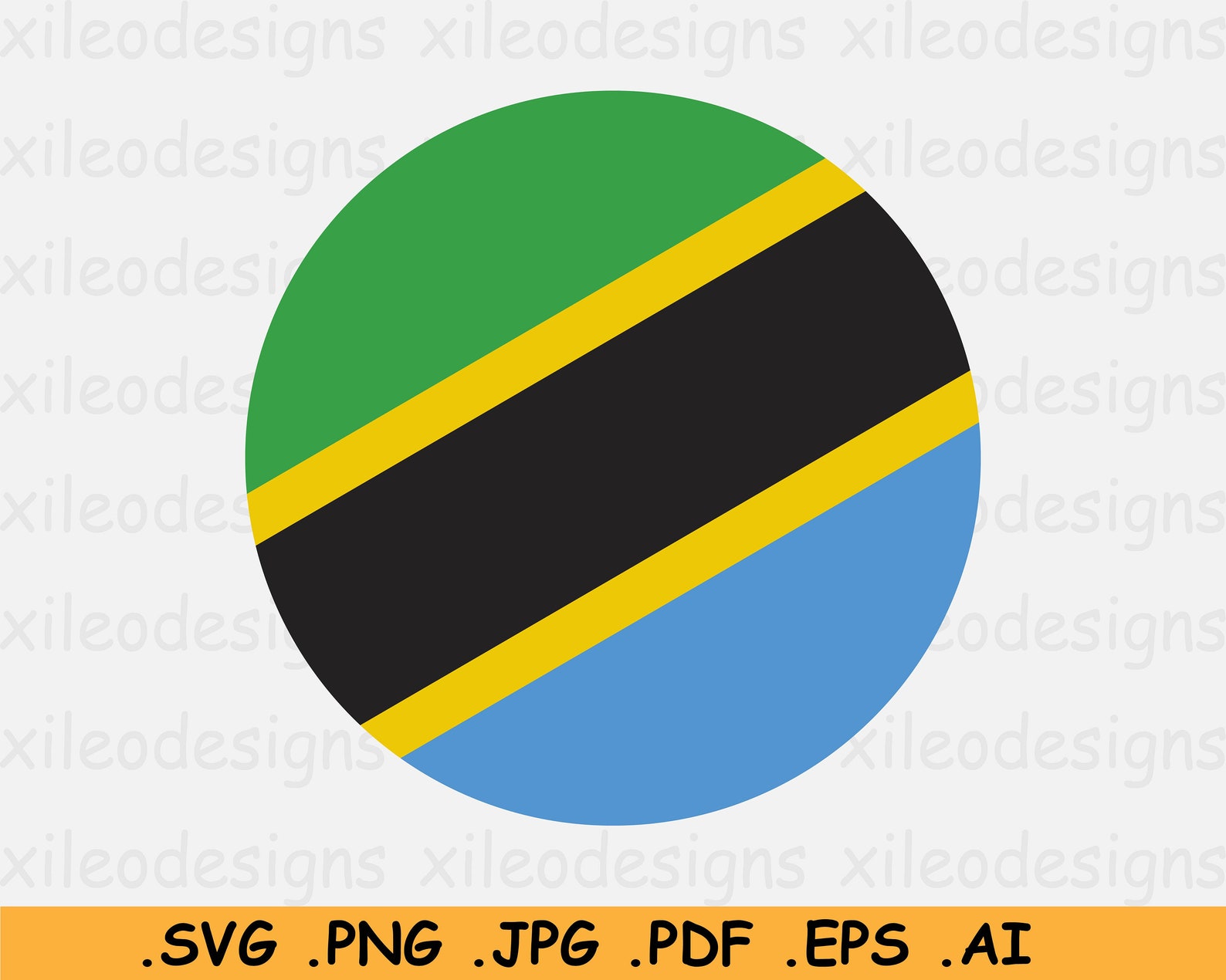 Tanzania Round Flag SVG Tanzanian Circle Banner National | Etsy