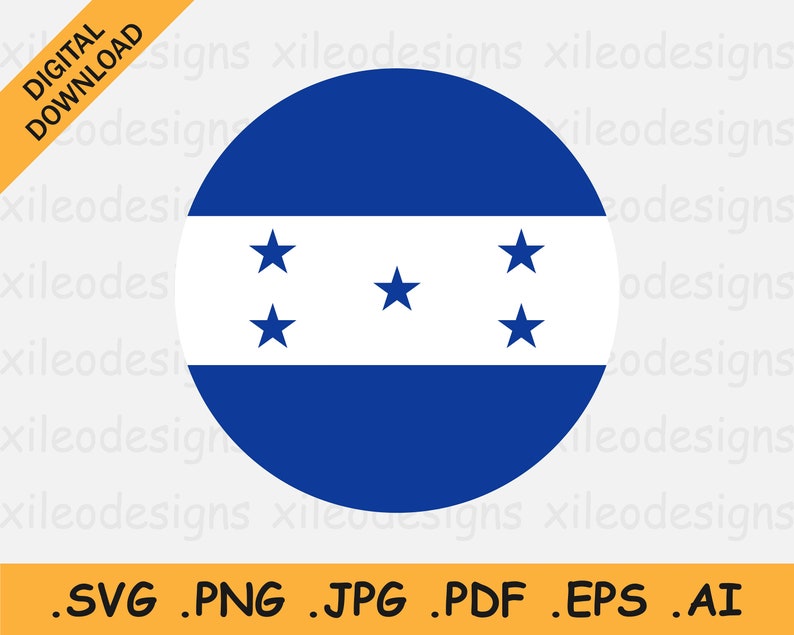Honduras Round Flag SVG Honduran Circular Banner National - Etsy