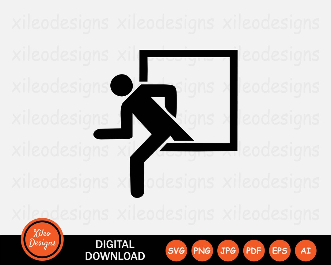 Emergency Window SVG Escape Exit Evacuation Evacuate Opening Sign ...