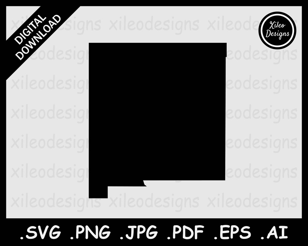 New Mexico Map SVG, NM USA State Boundary Border, New Mexican United ...