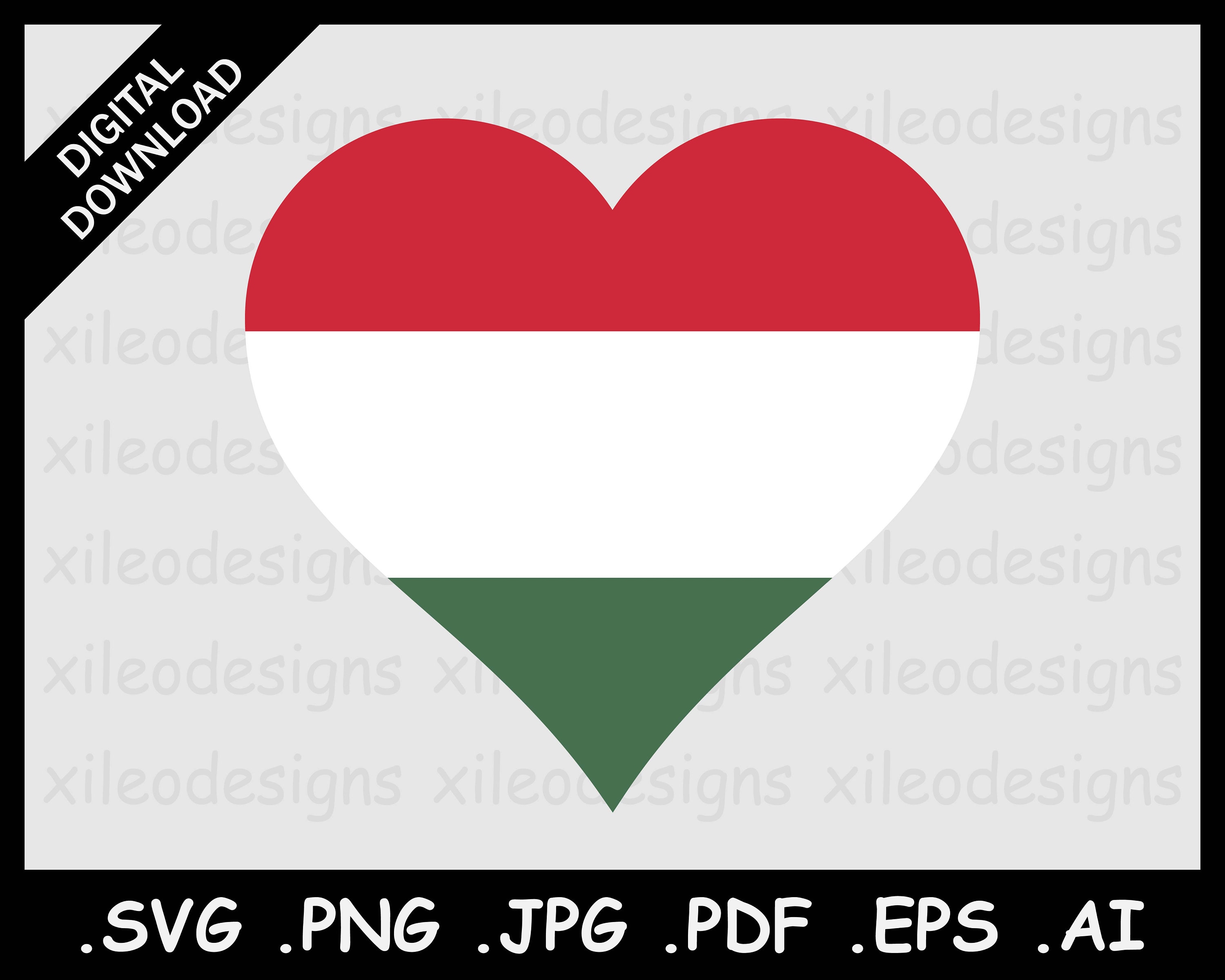 Hungary Heart Flag SVG, Hungarian Love Shape Banner, Nation National ...